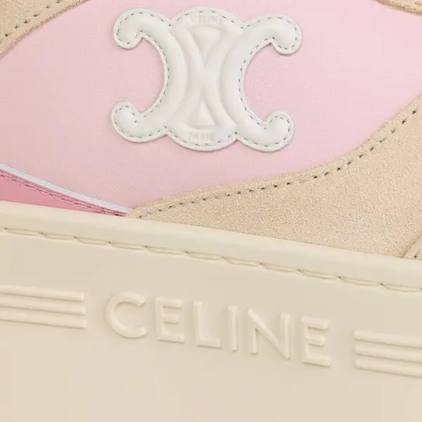 Celine Block Wedge Sneaker In Calfskin And Suede Calfskin