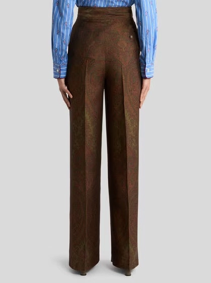 Etro Wool-blend Jacquard Trousers With Paisley Motif