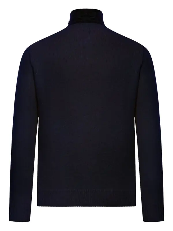 Stone Island High Neck Button-up Jumper - Navy Blue