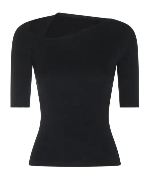MAISON MARGIELA Asymmetrical Neckline Top - Black