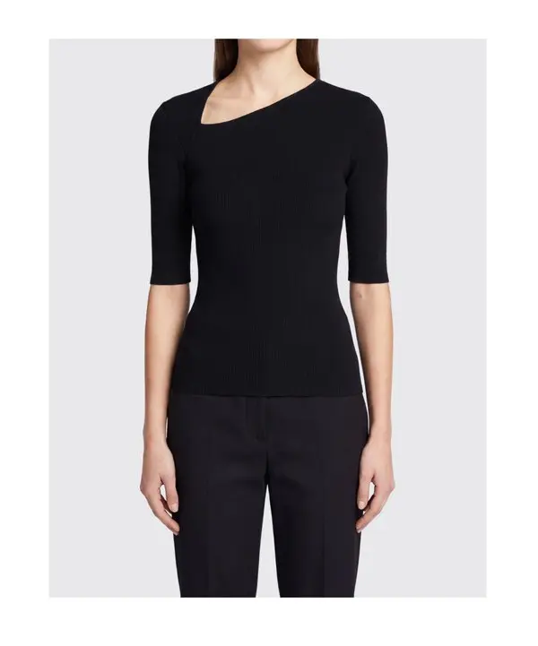 MAISON MARGIELA Ribbed Asymmetrical Neck Top