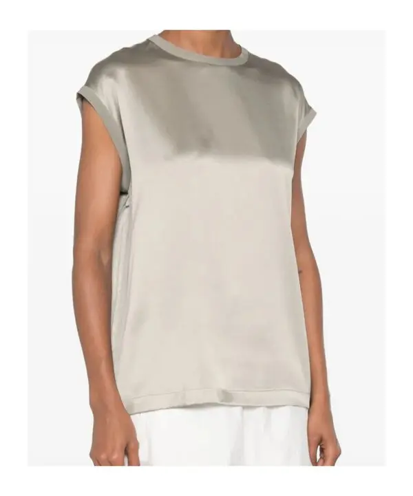 Brunello Cucinelli Monili Satin Top - White