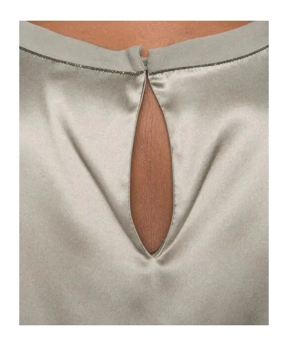 Brunello Cucinelli Monili Satin Top - White