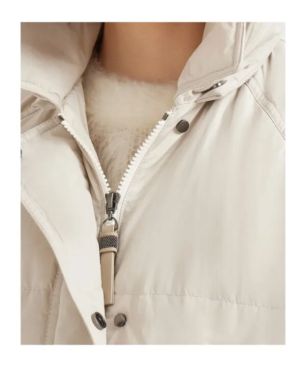 Brunello Cucinelli Zipped Hooded Quilted Coat