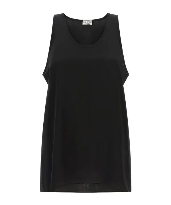 Brunello Cucinelli Monile Silk Sleeveless Top - Black