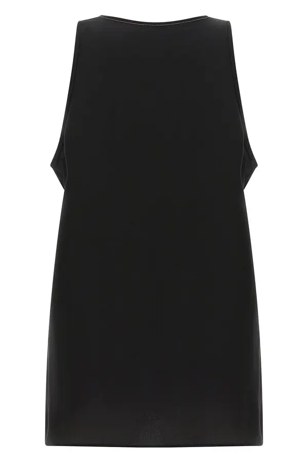 Brunello Cucinelli Sleeveless Silk Top With Asymmetrical Hem