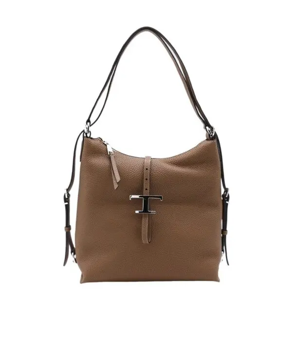 TOD'S Small T Timeless Leather Shoulder Bag - Light Brown
