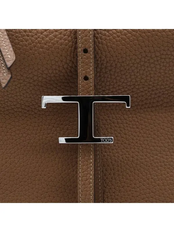 TOD'S Small T Timeless Leather Shoulder Bag - Light Brown