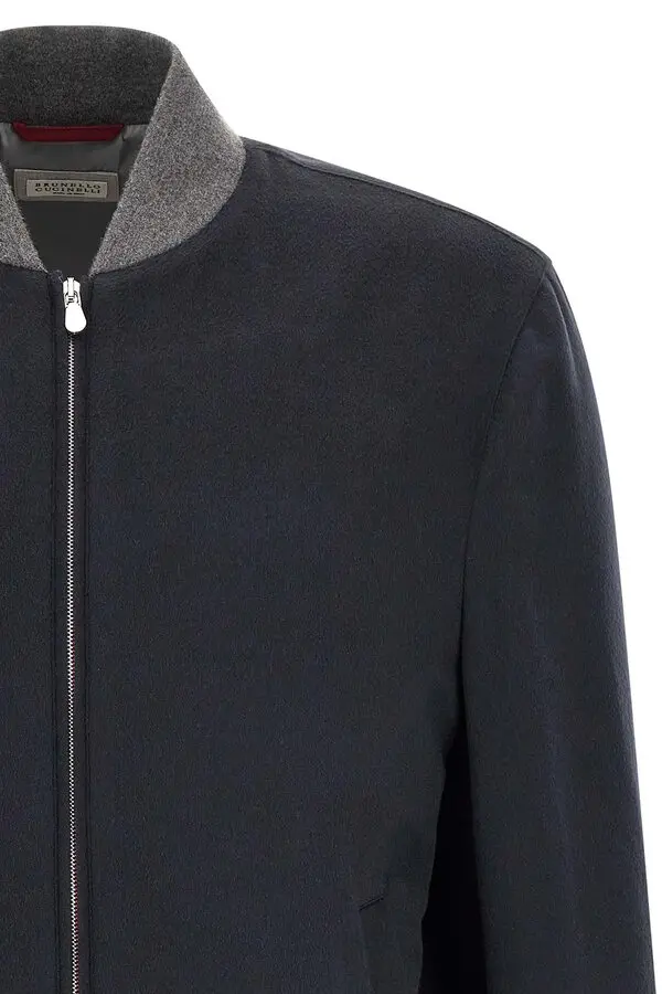 Brunello Cucinelli Light Flannel Bomber Jacket