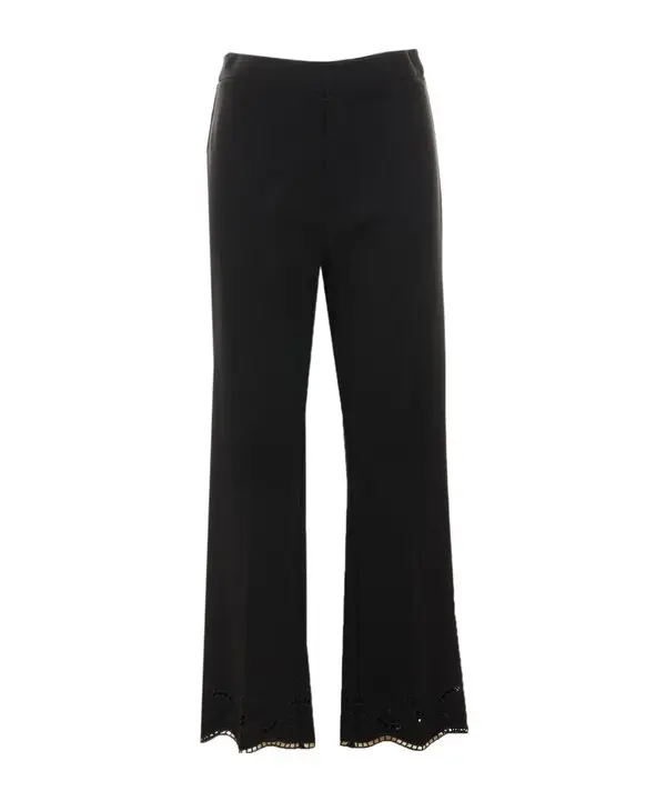TWINSET Trousers With English Embroidery Details - Black
