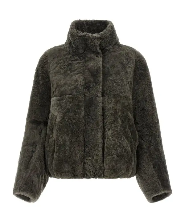 Brunello Cucinelli High-necked Long-sleeved Fur Coat