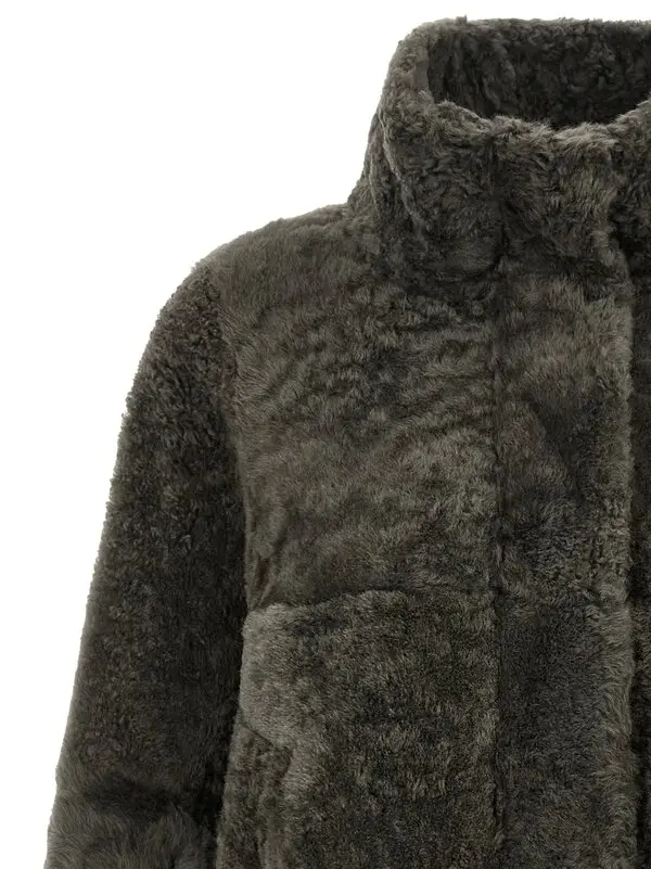 Brunello Cucinelli High-necked Long-sleeved Fur Coat