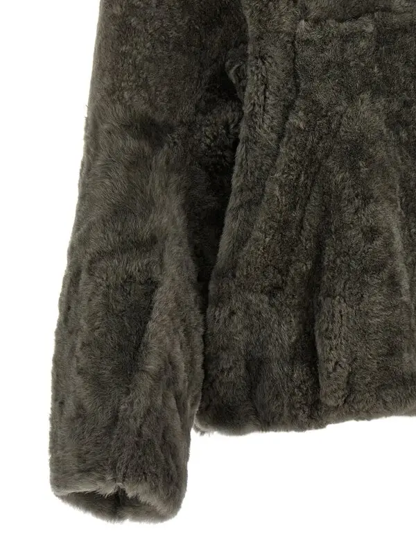 Brunello Cucinelli High-necked Long-sleeved Fur Coat