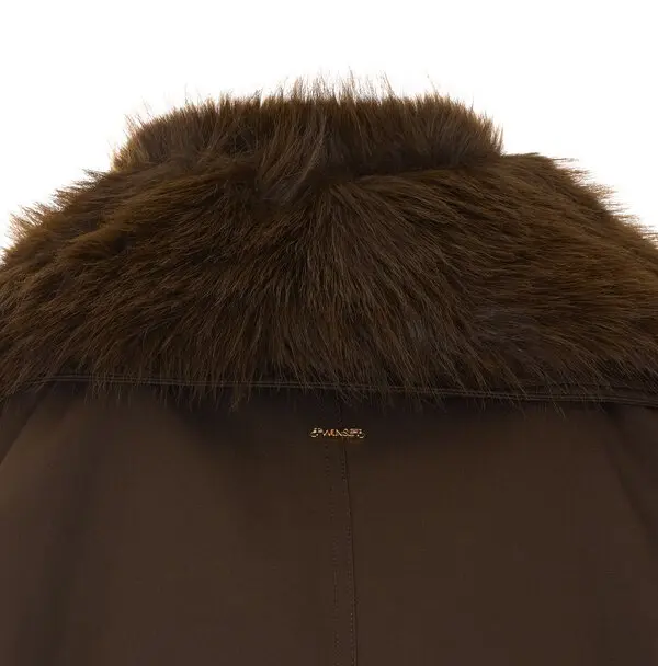 TWINSET Faux Fur Collar Gabardine Jacket