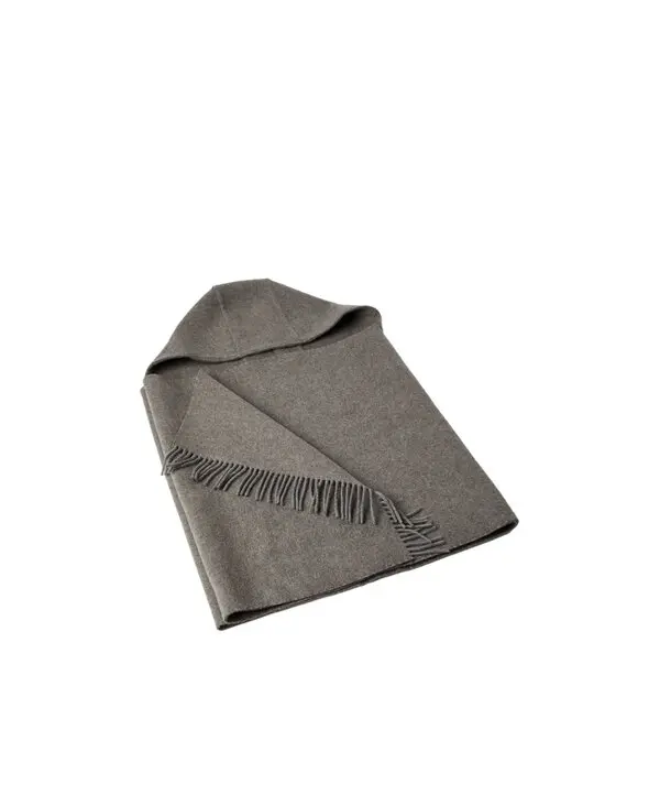 Brunello Cucinelli Hooded Fringed Poncho - Grey