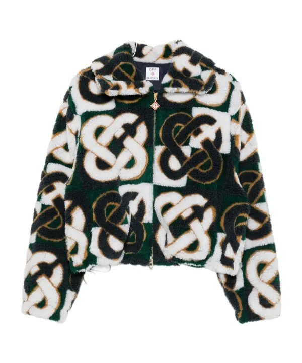Casablanca Plaid Letter Pattern Fleece Jacket