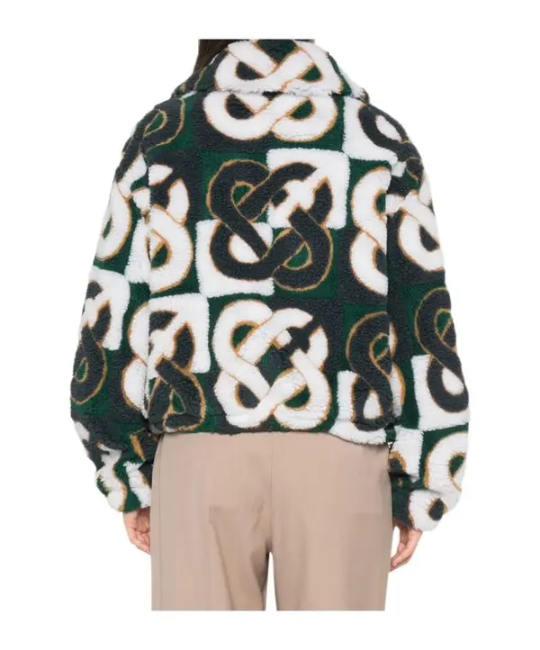 Casablanca Plaid Letter Pattern Fleece Jacket