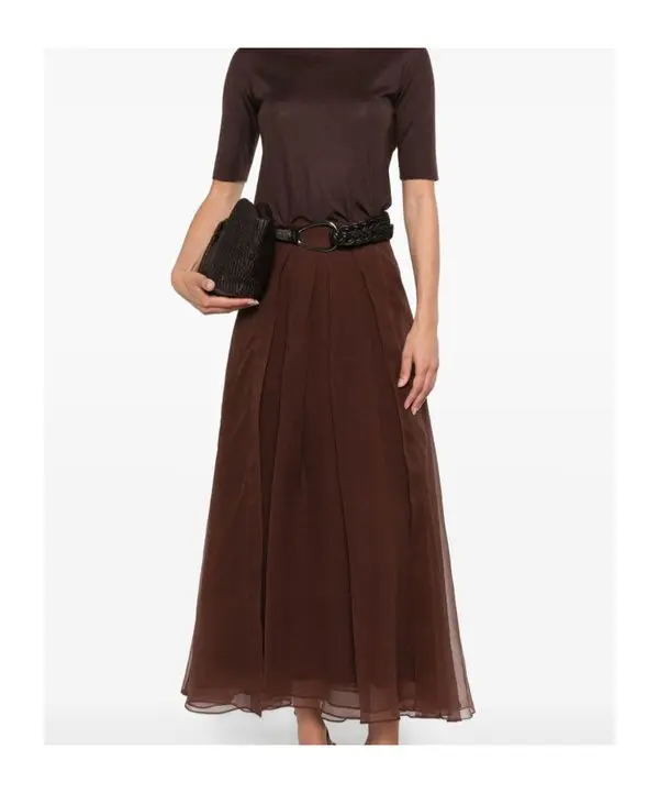 Brunello Cucinelli Pleated Midi Circle Skirt