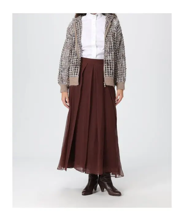 Brunello Cucinelli Pleated Midi Circle Skirt