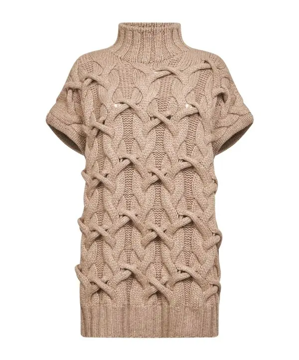 Brunello Cucinelli Mock Neck Knitted Sweater - Nude