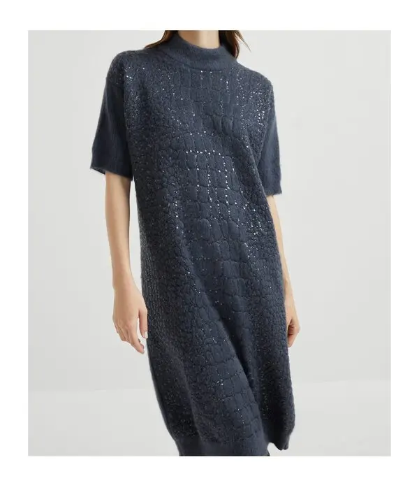 Brunello Cucinelli Croc-motif Sequin Dress