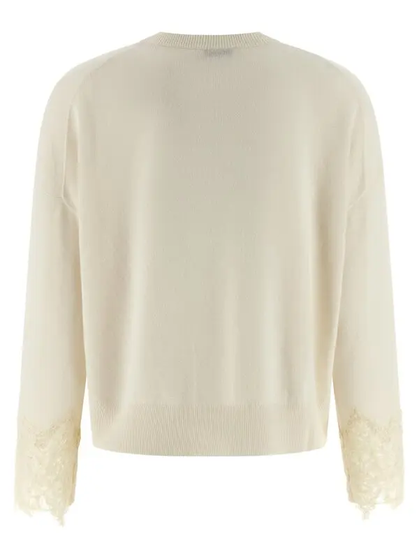 Brunello Cucinelli Lace Detailed Long Sleeved Sweater