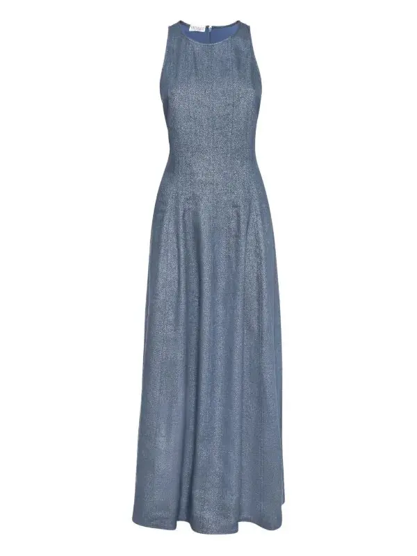 Brunello Cucinelli Crepe Maxi Dress - Blue