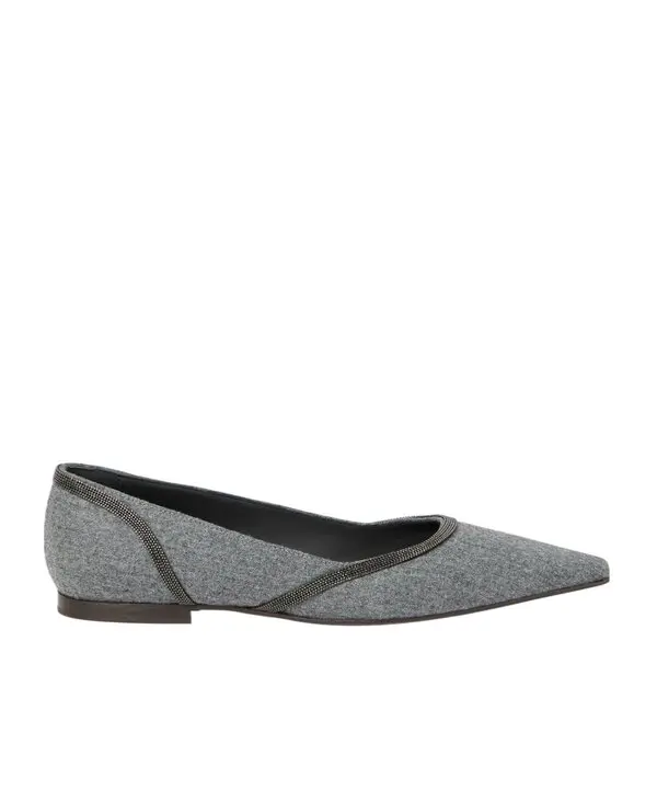 Brunello Cucinelli Flannel Ballet Flats - Gray