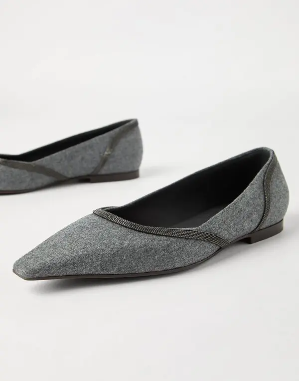 Brunello Cucinelli Flannel Ballet Flats