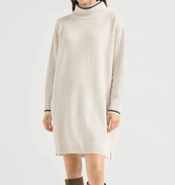 Brunello Cucinelli Ribbed High-neck Dress