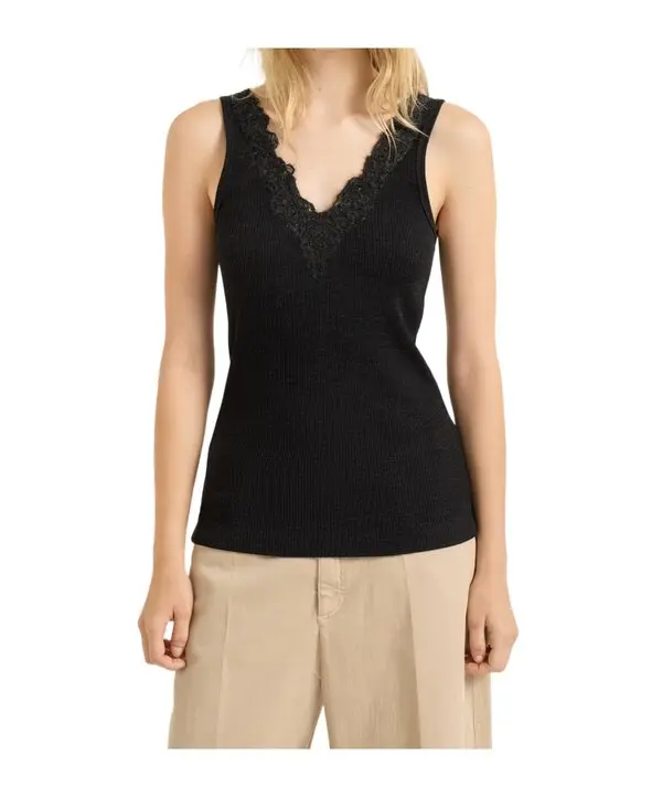 Brunello Cucinelli Ribbed Lace Top
