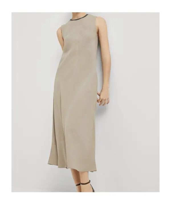 Brunello Cucinelli Crewneck Zip Back Twill Dress