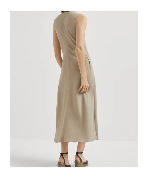 Brunello Cucinelli Crewneck Zip Back Twill Dress