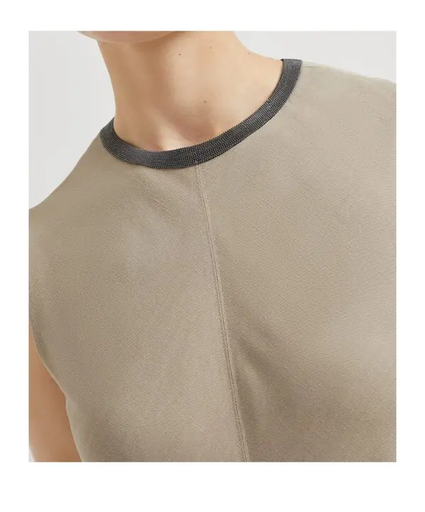 Brunello Cucinelli Crewneck Zip Back Twill Dress
