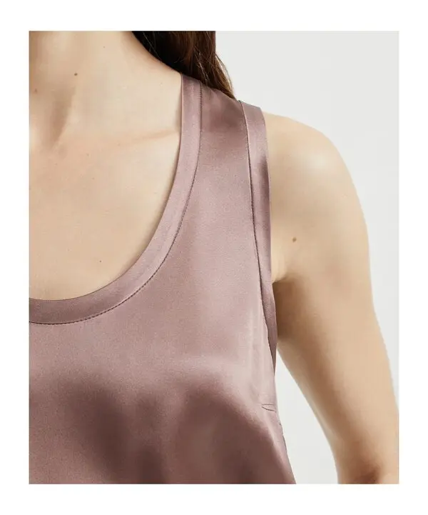 Brunello Cucinelli Stretch Silk Satin Top - Pink