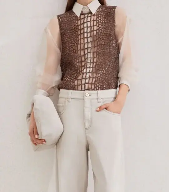 Brunello Cucinelli Crocodile-effect Top