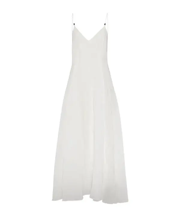 Brunello Cucinelli Monili Chain-detail Organza Dress - White