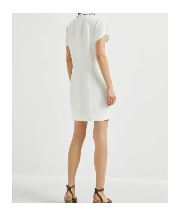 Brunello Cucinelli Monili Chain-detail Twill Mini Dress - Ivory