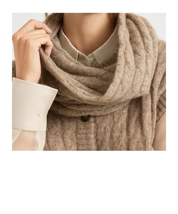 Brunello Cucinelli Cable-knit Sequin Scarf