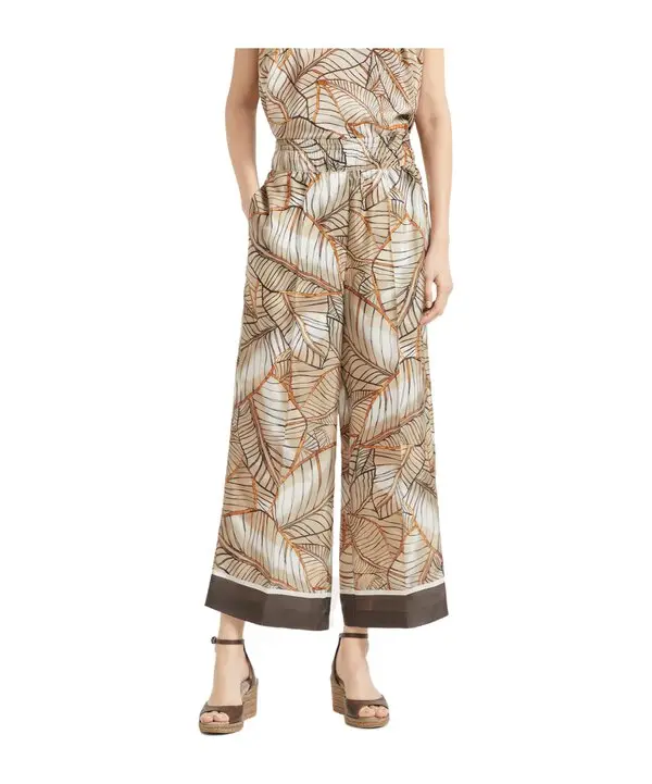 Brunello Cucinelli Graphic Print Wide Leg Trousers - Nude