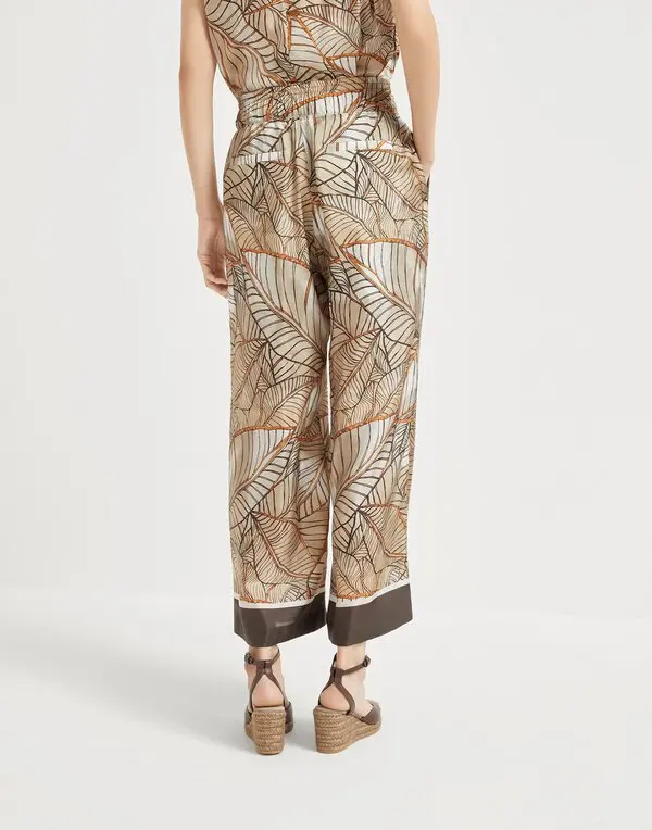 Brunello Cucinelli Graphic Print Wide Leg Trousers - Nude