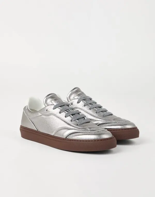 Brunello Cucinelli Lamé-effect Leather Sneakers