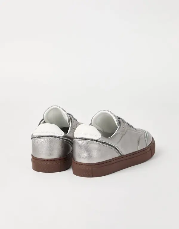 Brunello Cucinelli Lamé-effect Leather Sneakers