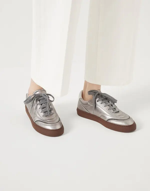 Brunello Cucinelli Lamé-effect Leather Sneakers