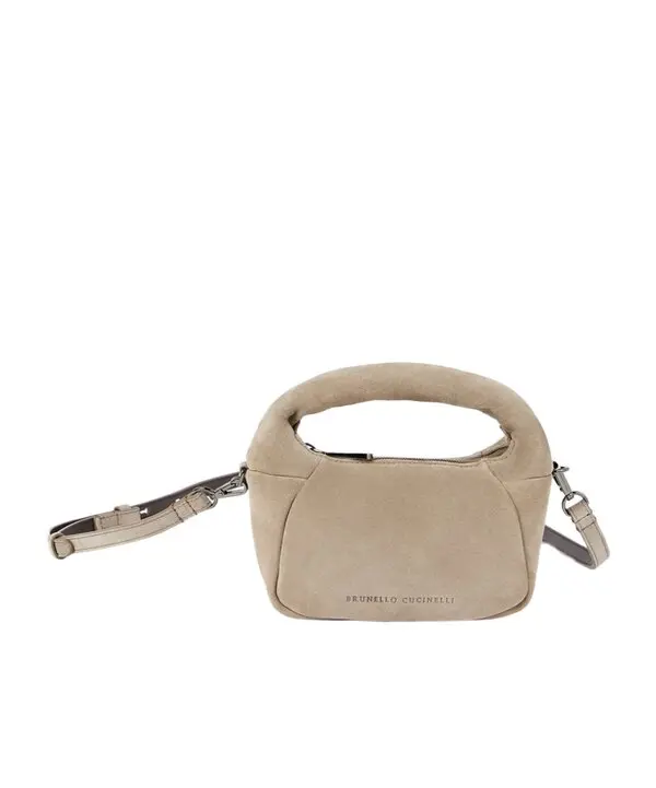Brunello Cucinelli Padded Suede Mini Bag - Light Gray