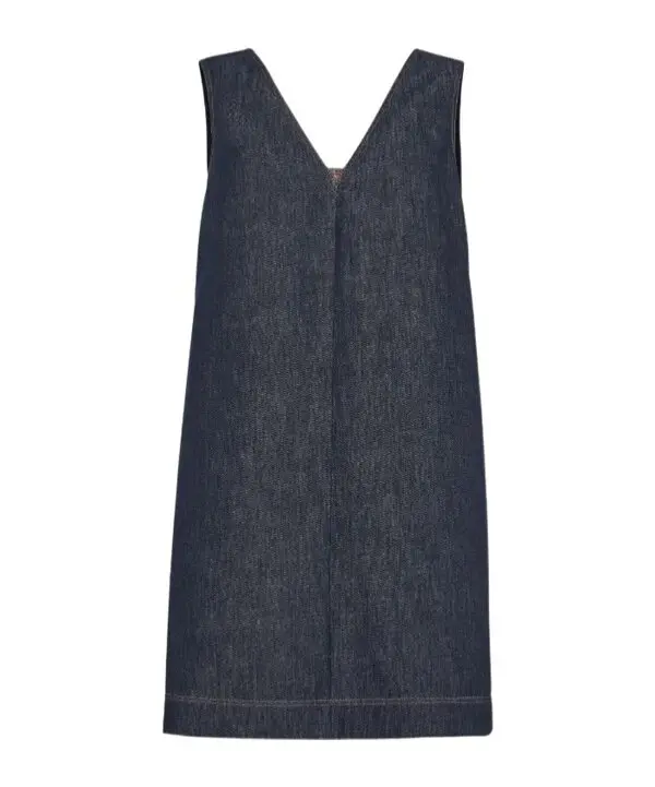 Brunello Cucinelli Denim V-neck Sleeveless Mini Dress - No