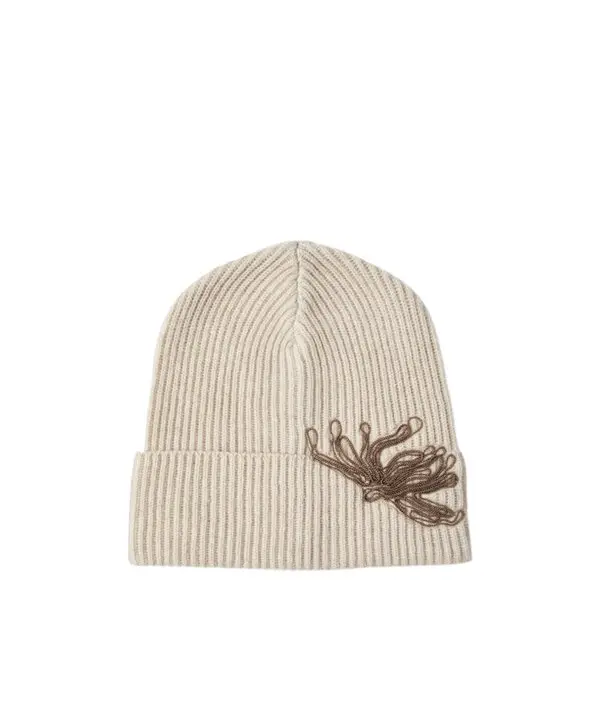 Brunello Cucinelli Ribbed Beanie With Monili Embellishment - Nude