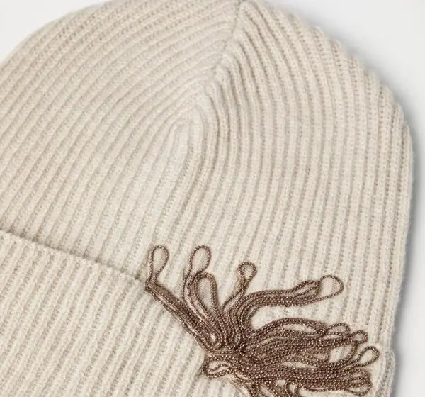 Brunello Cucinelli Ribbed Beanie With Monili Embellishment