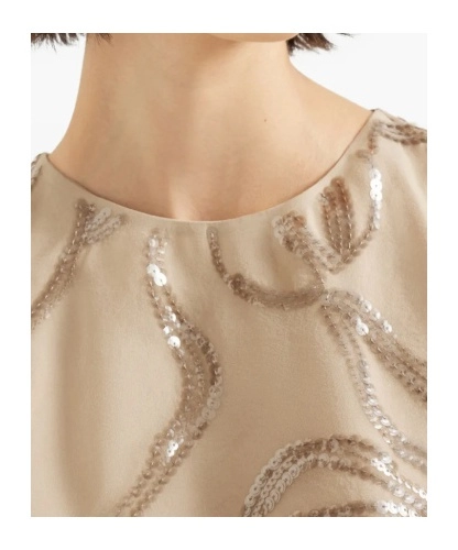 Brunello Cucinelli Floral Sequin Embellished Silk Top
