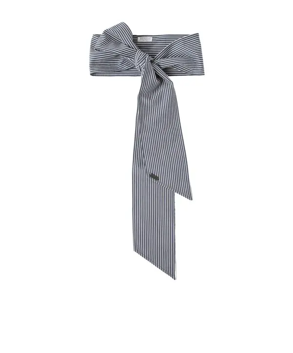 Brunello Cucinelli Monili-chain Poplin Foulard - Gray